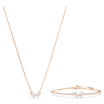 Mesmera szett, Vegyes metszés, Fehér, Rózsaarany-tónusú bevonattal | Swarovski