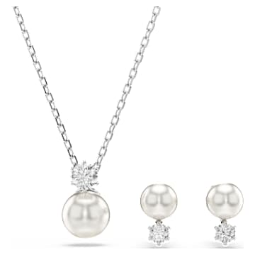 Set Matrix, Crystal Pearl, Taglio Round, Bianco, Placcato rodio | Swarovski
