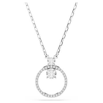 Constella pendant, Pavé, Round cut, White, Rhodium plated | Swarovski