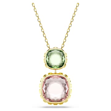 Chroma pendant, Cushion cut, Multicolored, 18K gold finish | Swarovski