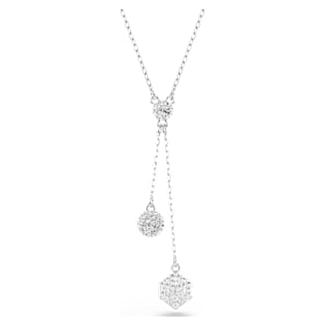 Dextera Yペンダント, ラウンドカット, 球体とキューブ, ホワイト, ロジウム・プレーティング | Swarovski