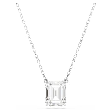 Stilla pendant, Octagon cut, White, Rhodium plated | Swarovski