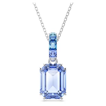 Colgante Millenia, Talla octogonal, Azul, Baño de rodio | Swarovski