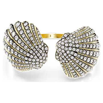 Idyllia bangle, Shell, White, Gold-tone plated | Swarovski