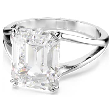 Stilla cocktail ring, Octagon cut, White, Rhodium plated | Swarovski