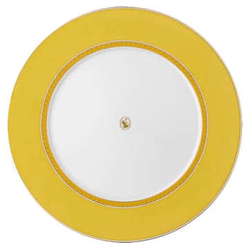 Signum dinner plate, Porcelain, Yellow | Swarovski