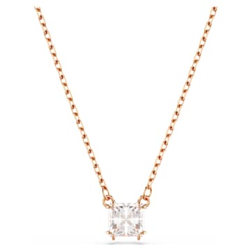 Stilla Attract pendant, Square cut, White, Rose gold-tone plated ...