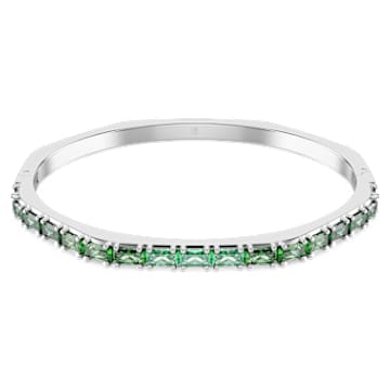 Matrix bangle, Baguette cut, Octagon shape, Green, Rhodium plated ...