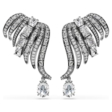 The Vienna Collection ear cuffs, Feather, White, Ruthenium plated ...