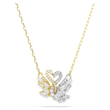 Swan pendant, Swan, White, Gold-tone plated | Swarovski