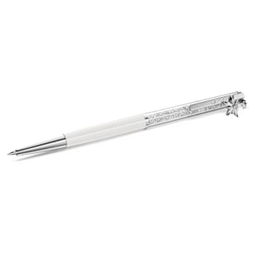 Crystalline ballpoint pen, White, White lacquered, chrome plated ...