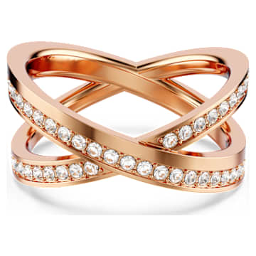 Delta ring, Round cut, White, Rose gold-tone plated | Swarovski