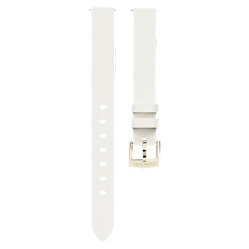 Watch strap, 12 mm (0.47") width, Leather, White, Champagne gold-tone ...