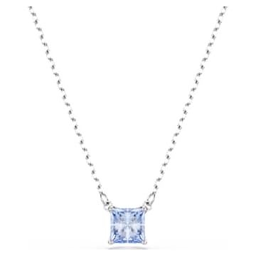 Pendentif Matrix, Taille Carré, Bleu, Métal rhodié | Swarovski