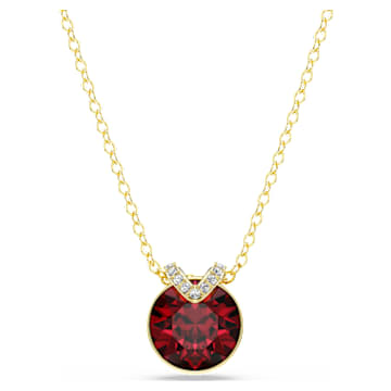 Bella V pendant, Round cut, Red, Gold-tone plated | Swarovski