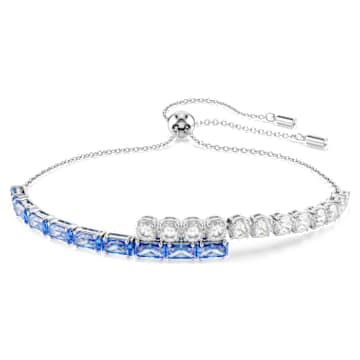 Matrix bracelet, Mixed cuts, Blue, Rhodium plated | Swarovski