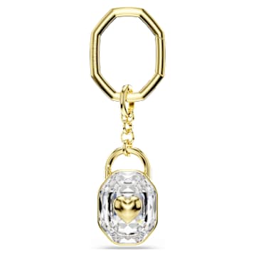 Key ring, Oval cut, White, Gold-tone plated | Swarovski