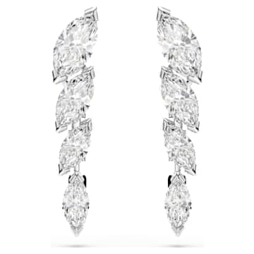Mesmera earrings, Marquise cut, White, Rhodium plated | Swarovski