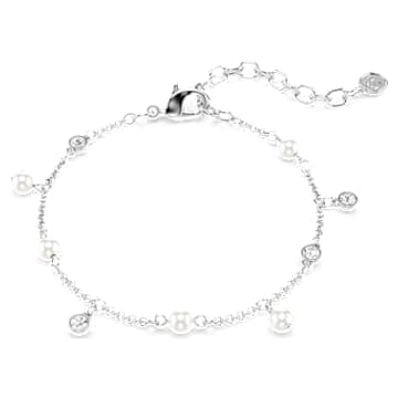 Imber bracelet, Crystal pearl, Round cut, White, Rhodium plated | Swarovski