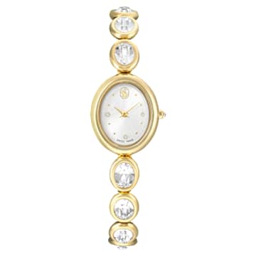 Imber oval watch, Swiss Made, Metal bracelet, Gold tone, Gold-tone finish