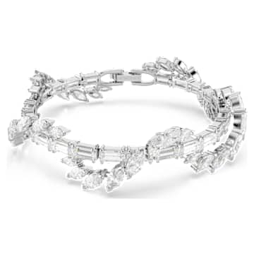 Mesmera bracelet, Mixed cuts, White, Rhodium plated | Swarovski