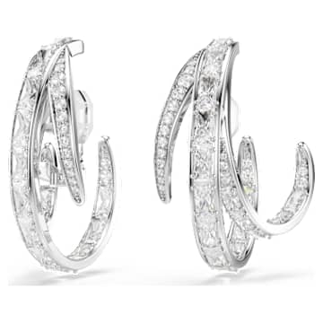 Vienna clip earrings, Mixed cuts, White, Rhodium plated | Swarovski