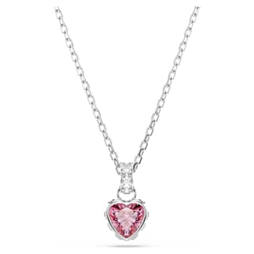 Chroma pendant, Mixed cuts, Pink, Rhodium plated | Swarovski