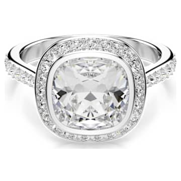 Una Angelic halo ring, Cushion cut, White, Rhodium plated | Swarovski