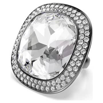 Bague cocktail Una Angelic, Taille coussin, Blanche, Métal plaqué ruthénium