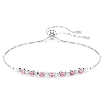 Matrix bracelet, Round cut, Pink, Rhodium plated | Swarovski