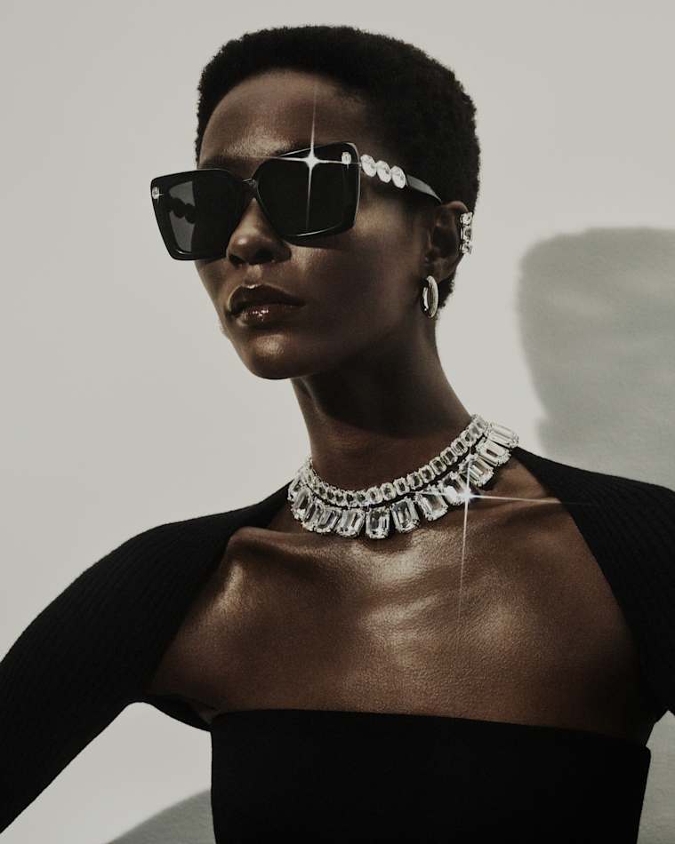 Sunglasses, Butterfly shape, SK6033, Blue | Swarovski